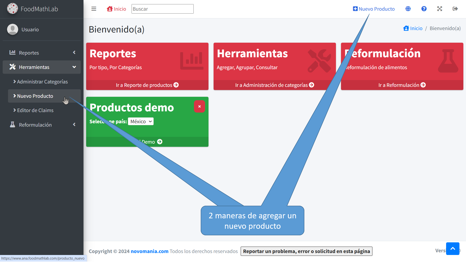 Agregar un producto nuevo - FoodMathLab